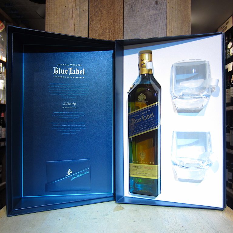 Johnnie Walker Blue Label with 2 Glasses 750ml - Oak and Barrel